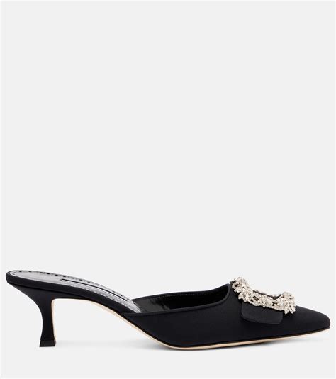 Maysale Jewel 50 Crêpe De Chine Mules In Black Manolo Blahnik Mytheresa