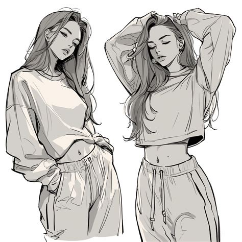 Artstation 300 Female Casual Pose Sketch Reference4k Vol03