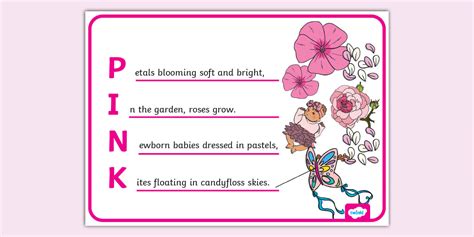 Pink Acrostic Poem Example English Poetry Twinkl