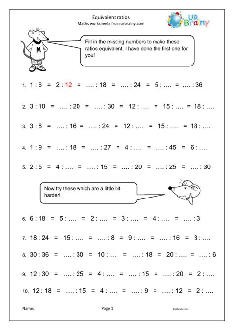 Equivalent Ratio Examples Cazoom Maths Worksheets Number Resources