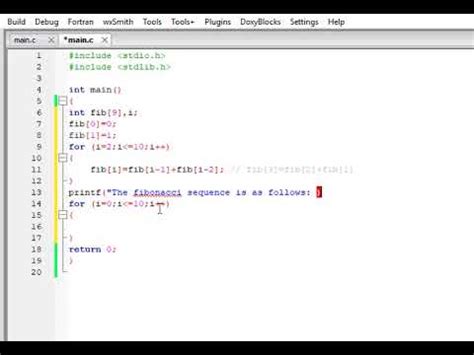 Fibonacci Sequence Using Arrays C Programming YouTube