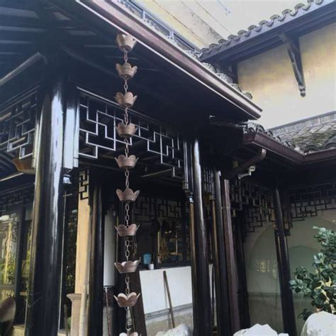 สวนวัดวิลล่าฝนโซ่แหวนวางระบายน้ำ Rainbell โซ่ตกแต่งป้องกันโลหะแหวนท่อ