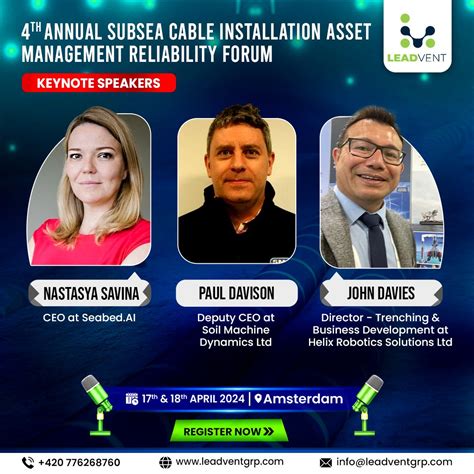 Leadvent Group On Linkedin 4th Annual Subsea Cable Installation Asset Management And Reliability