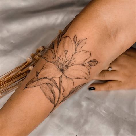 Lily Flowers Tattoos Arm