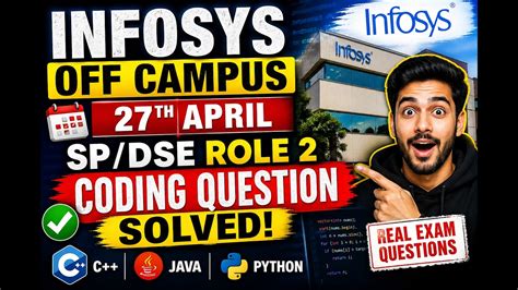 Infosys Off Campus 27 April Spdse Coding Questions Solved 🔥 Real