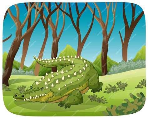 Free Vector Crocodile In Woods Scene
