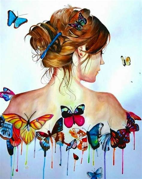 Рисунок девушка бабочка 74 фото