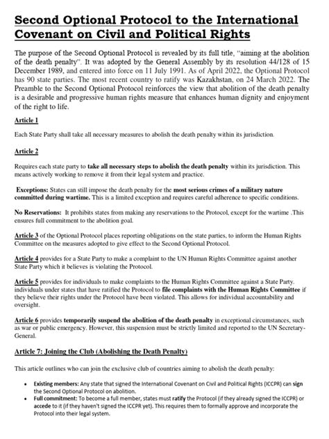 Second Protocol Pdf Capital Punishment Treaty