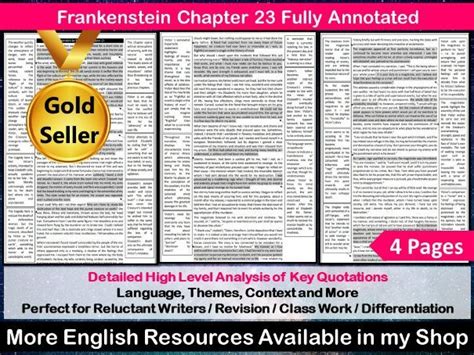 Frankenstein Chapter 23 Fully Annotated Teaching Resources