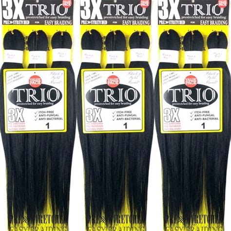 Black N Gold 3x Trio Pre Stretched Braiding Hair 2 Pack Color T2730