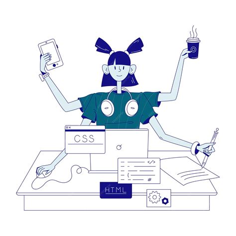 Premium Vector Multitasking Female Developer