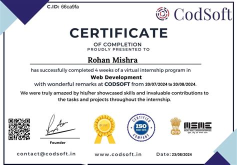 Rohan Mishra On Linkedin Webdevelopment Codsoft Internship Webdevjourney Careergrowth