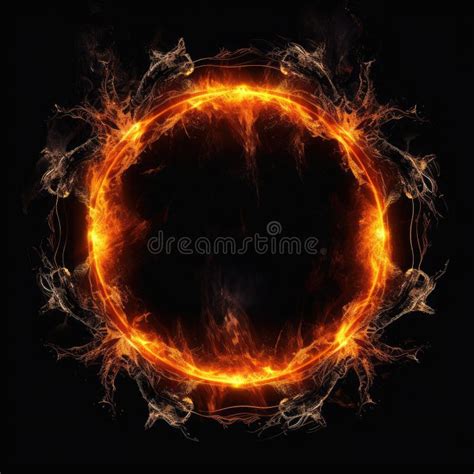 Round Fire Frame On A Black Backdrop Abstract Background Design