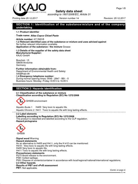 Msds Atlas Copco Chisel Paste Eu Pdf Dangerous Goods Toxicity Msds Atlas Copco Chisel Paste Eu Pdf Dangerous Goods Toxicity