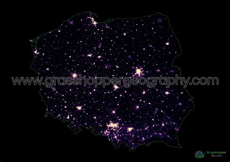 Poland Population Density Heatmap Fine Art Print Grasshopper