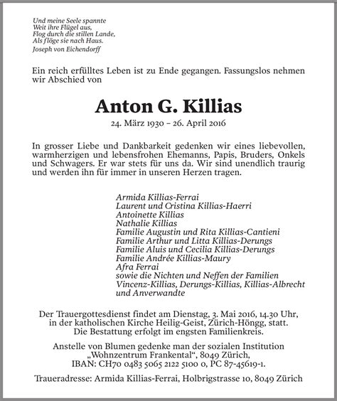 Anton G Killias Hommages