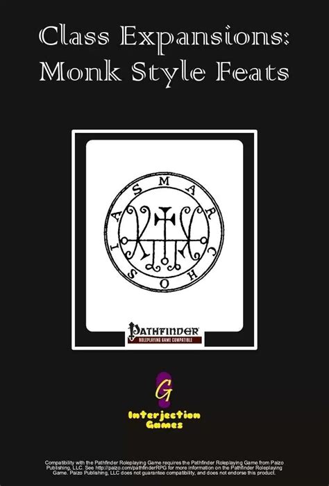 Class Expansions Monk Style Feats Pfrpg Interjection Games