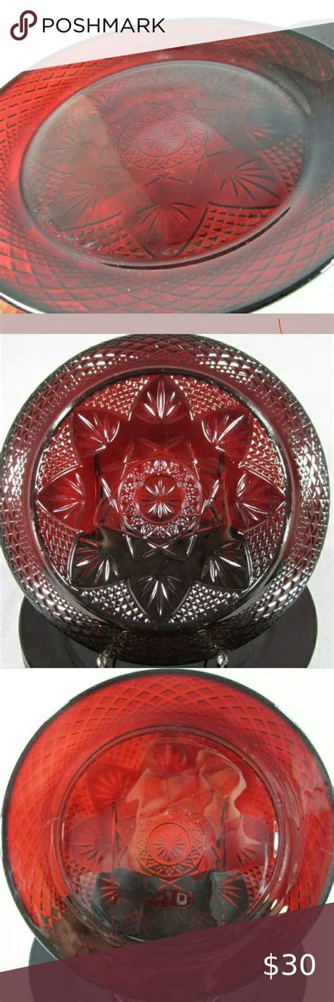Vintage Ruby Red Glass Dinner Plates