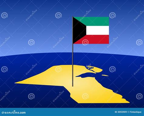 Map Of Kuwait With Flag Stock Vector Illustration Of Realm 3055909