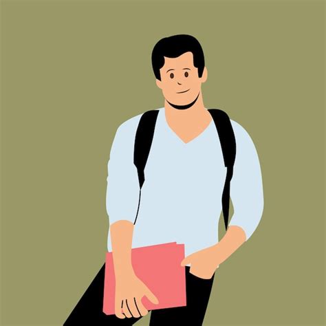 Ilustración De Personaje Masculino De Estudiante Universitario Vector