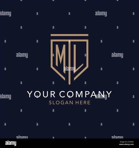 Ml Initial Logo Monogram With Simple Luxury Shield Icon Design