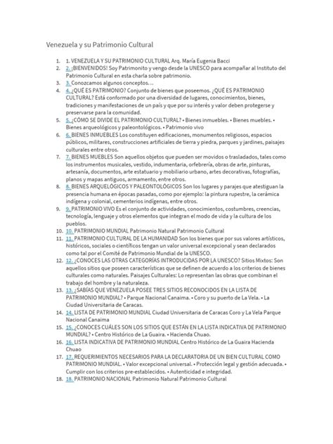 Venezuela Y Su Patrimonio Cultural Pdf Patrimonio Cultural