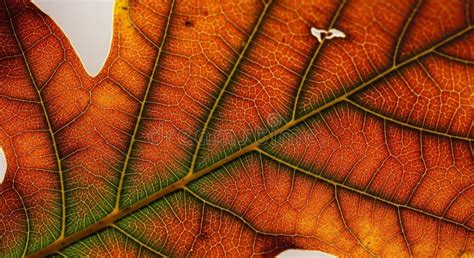 Macro Autumn Leaf Veins Orange And Green Texture Stock Illustration
