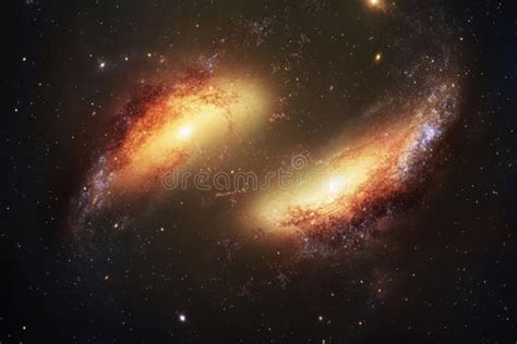 Two Colliding Galaxies In Vibrant Colors Against A Starry Backdrop In