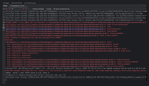 Rubymine Exception In Debugthread Loop Bad File Descriptorerrnoebadf 발생 시
