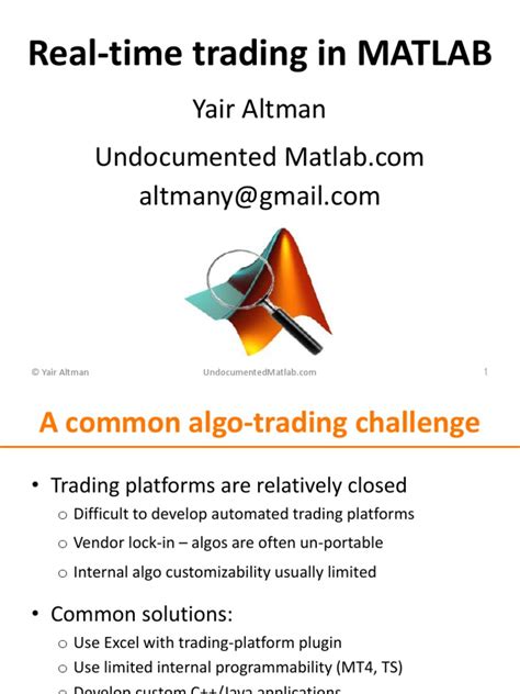 Matlab Real Time Trading Presentation Pdf Matlab Digital Technology