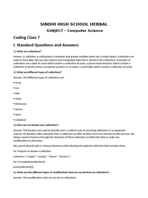 Class 7 Chapter 6 Collection Worksheet Kdmhiitvi7g9ptm Pdf Computer Programming Algorithms