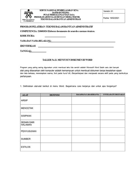 Workshop 11 Membuat Data Di Word Pdf