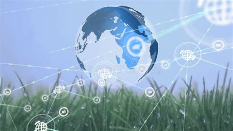 Animation Of Icons Connected With Lines And Globe Over Close Up Of