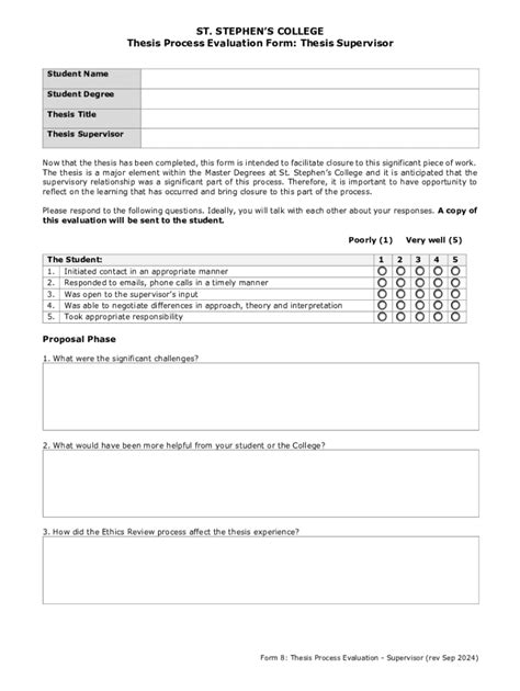 Fillable Online Thesis Process Evaluation Fax Email Print Pdffiller