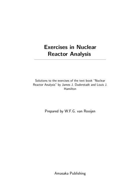 Pdf Exercises In Nuclear Reactor Analysis