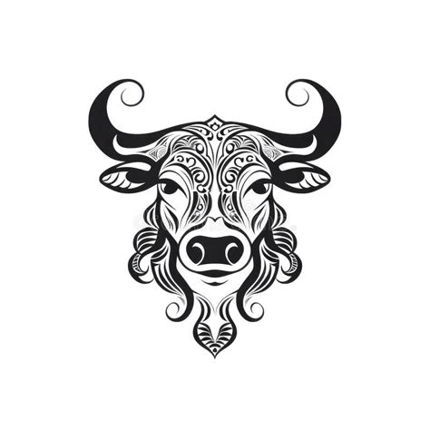 Ornate Taurus Icon Sheep Portrait Isolated Chinese Horoscope Minimal Ram Symbol On White Stock