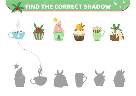 Premium Vector Desserts Find The Correct Shadow Shadow Matching Game Christmas Desserts