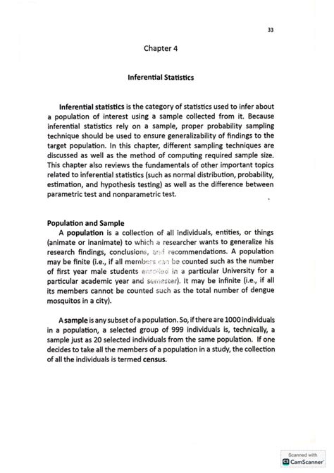 Stats Chap 4 Statistical Analysis 33 Chapter 4 Inferential Statistics Inferential Statistics