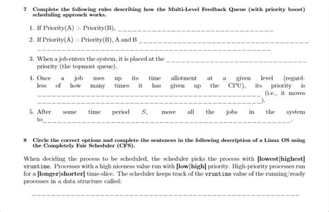 Complete The Following Rules Describing How The Multi Level Feedback