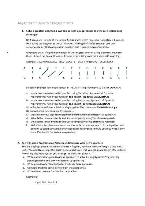 Assignment 3 Dynamic Programming Assignment Dynamic Programming