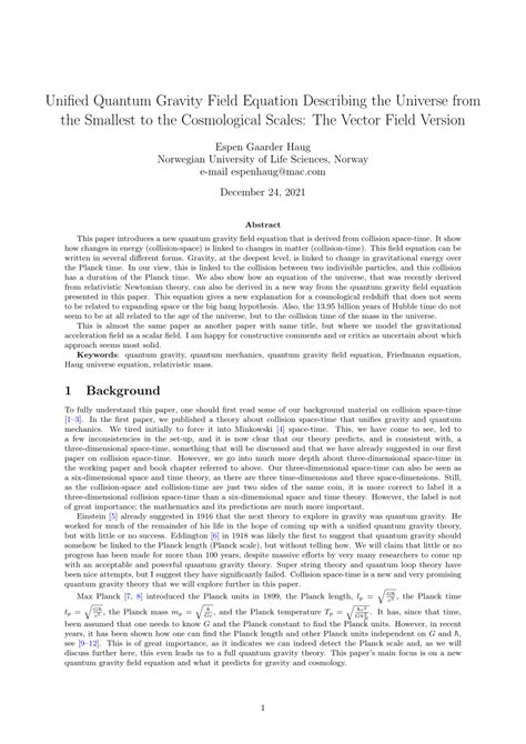 Pdf Unified Quantum Gravity Field Equation Describing The Universe From The Smallest To The