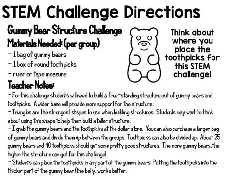 Gummy Bear Structure Stem Engineering Challenge By Smart Chick