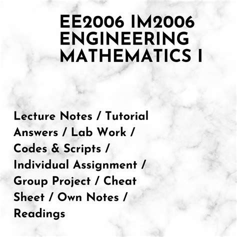 Ee2006 Engineering Mathematics 1 Igotnoteslah