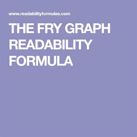 The Fry Graph Readability Formula Graphing Teaching English Fries