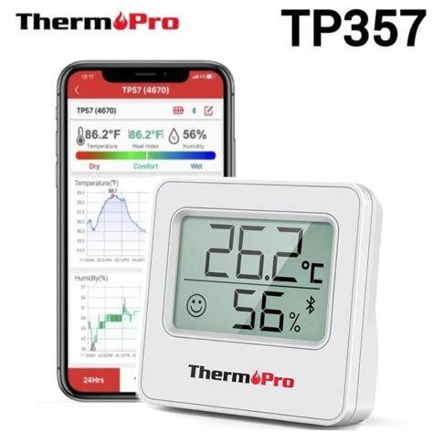Jual Thermopro Tp357 Smart Accurate Thermometer And Humidity Sensor Bt 80m Shopee Indonesia