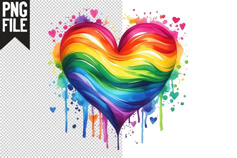 Watercolor Pride Heart Png Clipart Graphic By Samira777 · Creative Fabrica