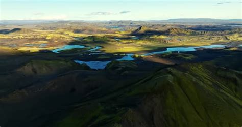 Aerial View Of Maelifell Volcano And Icelandic Landscape At Sunset
