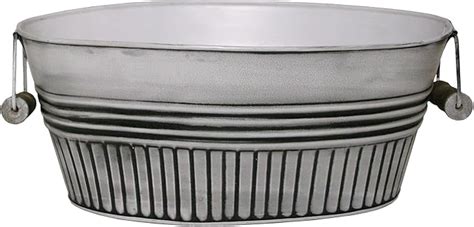 Headwind Vintage Collection 14 Inch Rustic White Oval Galvanized Tub With Handles
