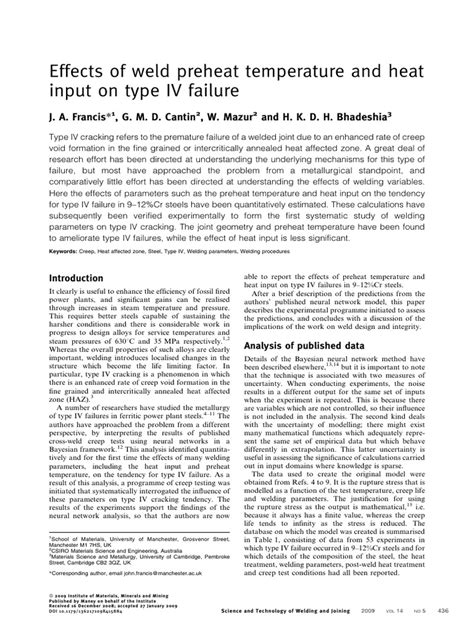 Effects Of Weld Preheat Temperature And Heat Pdf Fracture Welding