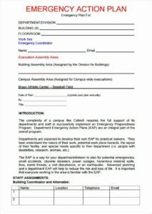 Printable Emergency Procedure In The Workplace Template